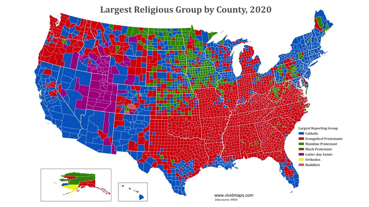 Which Religion Dominates Each US County
