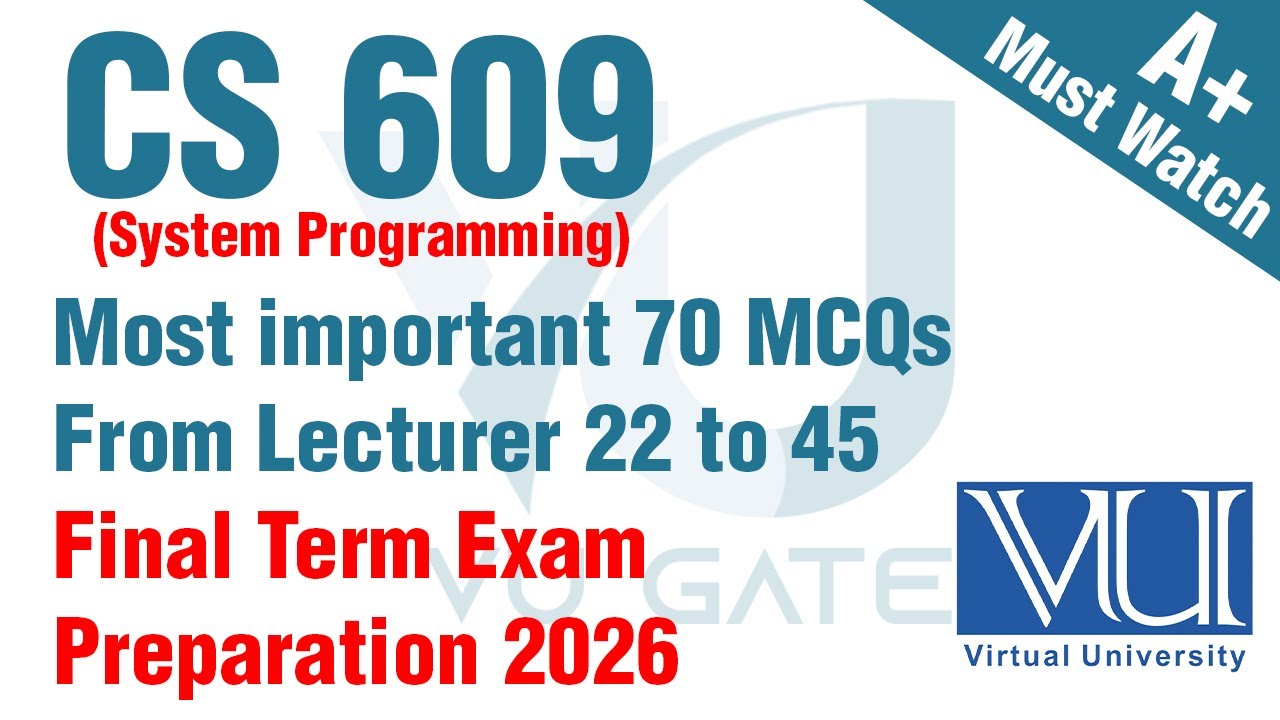 CS609 Final Term Preparation 2026 | Important Solved MCQs & Concepts | VU Gate