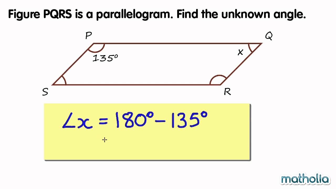 Finding Unknown Angles in a Parallelogram