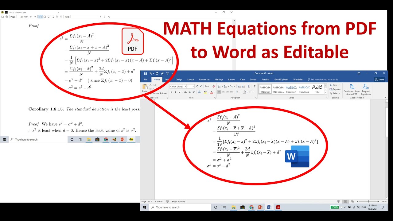 Math PDF to Word Conversion. Math Equations from PDF to Word as Editable. Math Equations Conversion
