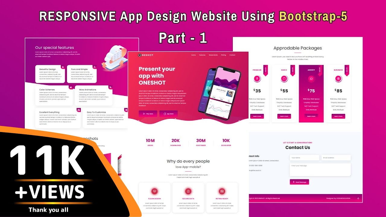 Responsive App Design Website Using Bootstrap 5 | Bootstrap 5 Responsive Website Design | Part-1