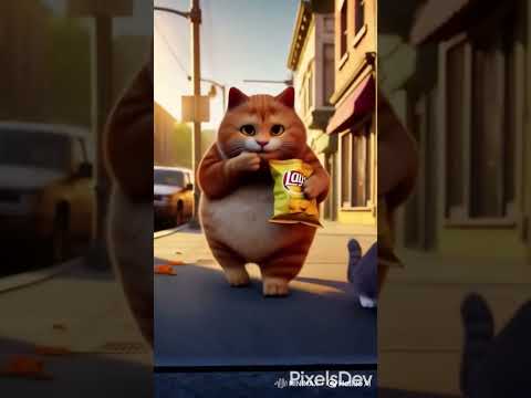 cute cat eating chips#ai#viralvideo#viralcat#eating#chips#cutecat