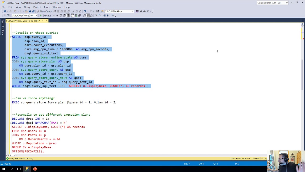 Query Parameterization and Plan Forcing