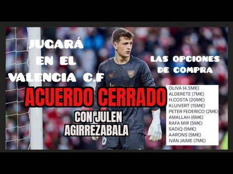 JULEN AGIRREZABALA WILL SIGN FOR VALENCIA C.F // PURCHASE OPTIONS // The Corberán goalkeeper