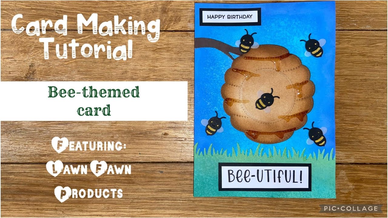 Bee themed card making tutorial- featuring Lawn Fawn Summer 2023 release Magic Iris Beehive add-on