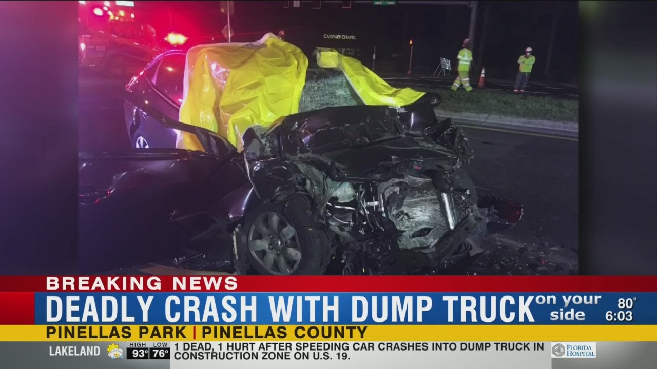 Driver killed in crash with dump truck in Pinellas County