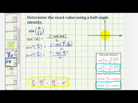 Ex: Determine a Sine Function Value Using a Alternative Half Angle ...