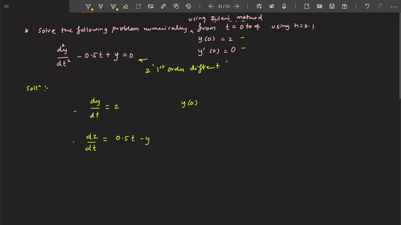 Lecture 10e: Example Problem - Euler Method for Second Order ODE