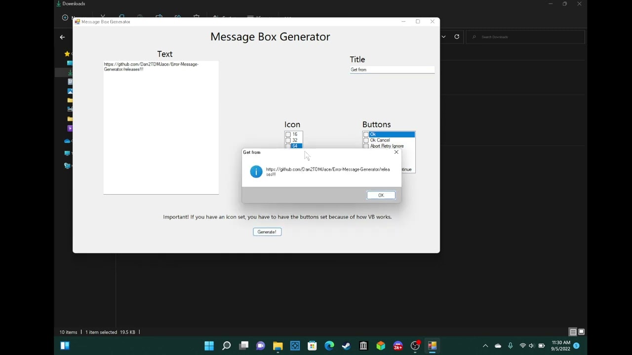 Two of my most recent programs: IE Opener and Error Message Generator!