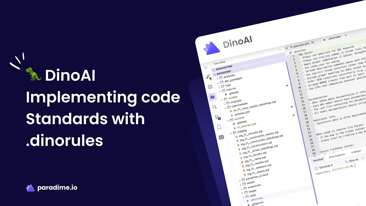 Code Standards | DinoAI .dinorules Configuration