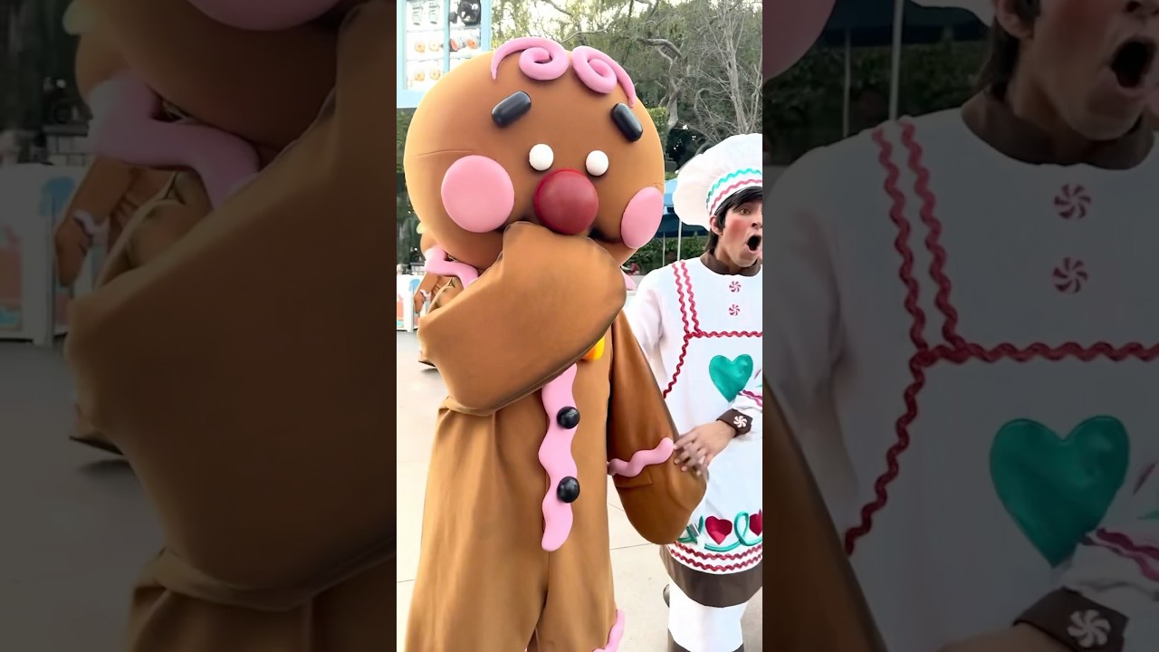 She ate a gingerbread cookie in front of the Gingerbread Man at Disney 😂 #shorts #disney