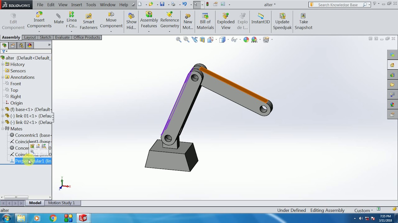 Solidworks tutorial| solidworks tutorial Perpendicular mate