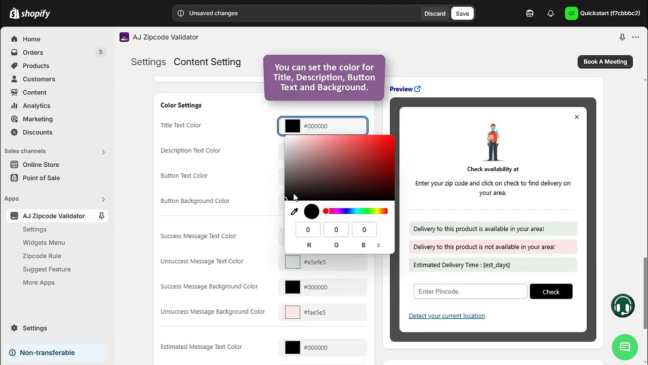 Personalize AJ Zipcode Validator Content