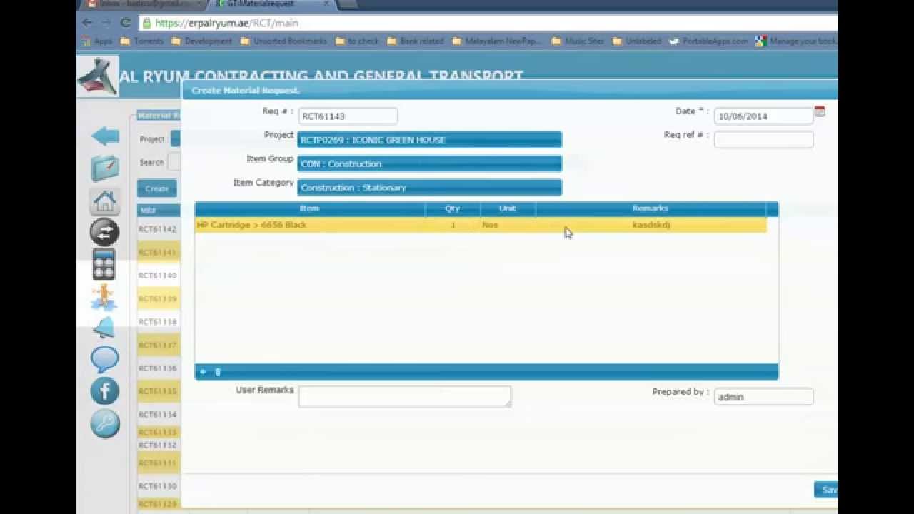 Create a MR - Material Request.