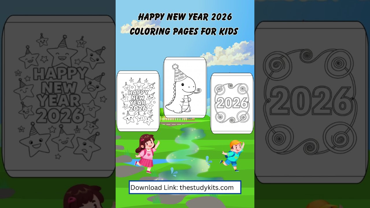 Happy New Year 2026 Coloring Pages for Kids – New Year 2026 Coloring Activities