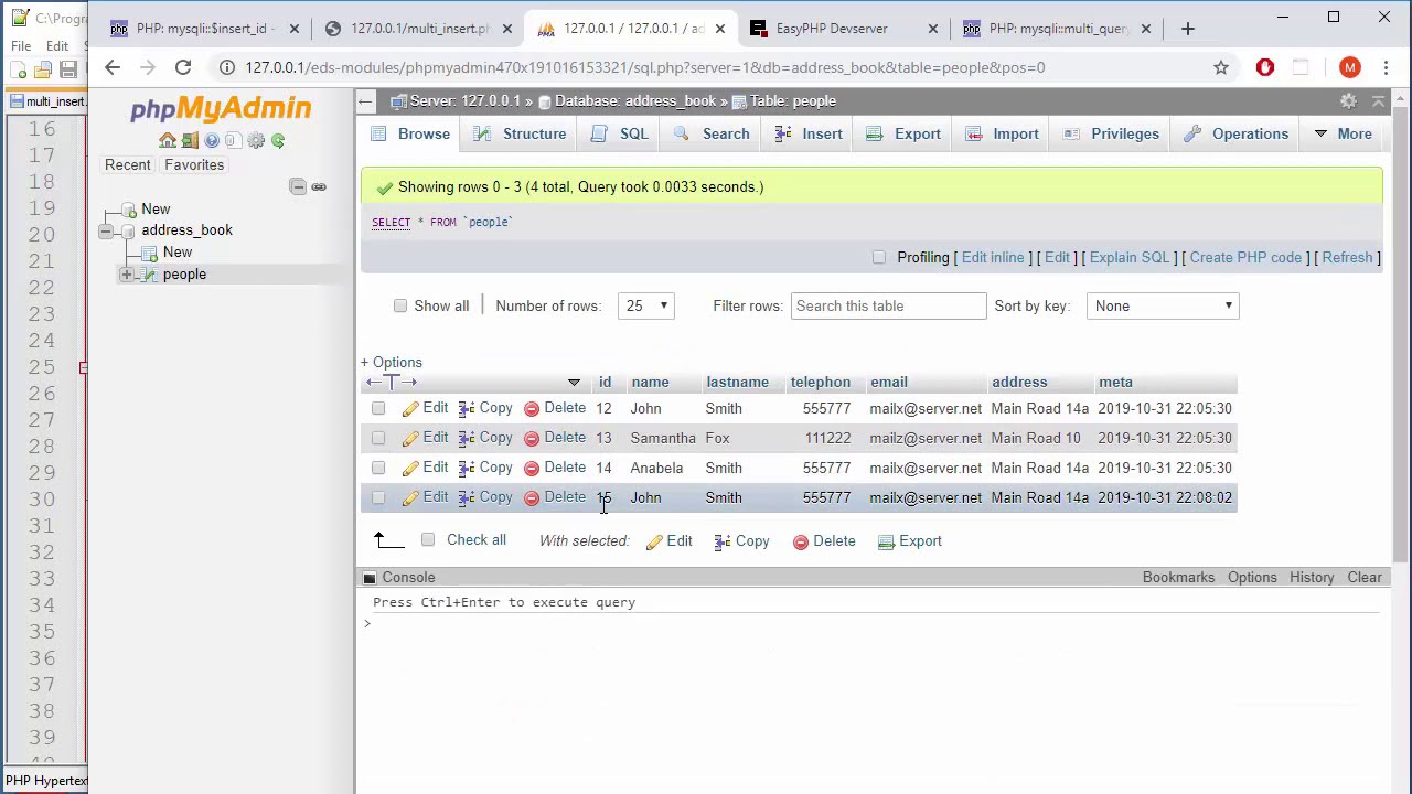 MySQLi Tutorial - 7 - Multiple Inserts
