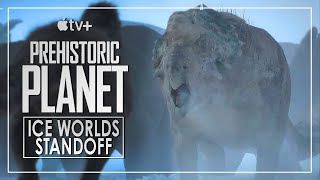 Ice Worlds Standoff | Prehistoric Planet Clip - Apple TV + Dinosaur Documentary 2022
