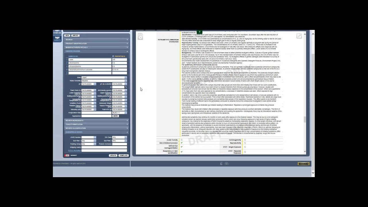 Chemwatch SDS and GHS Label creation demonstration