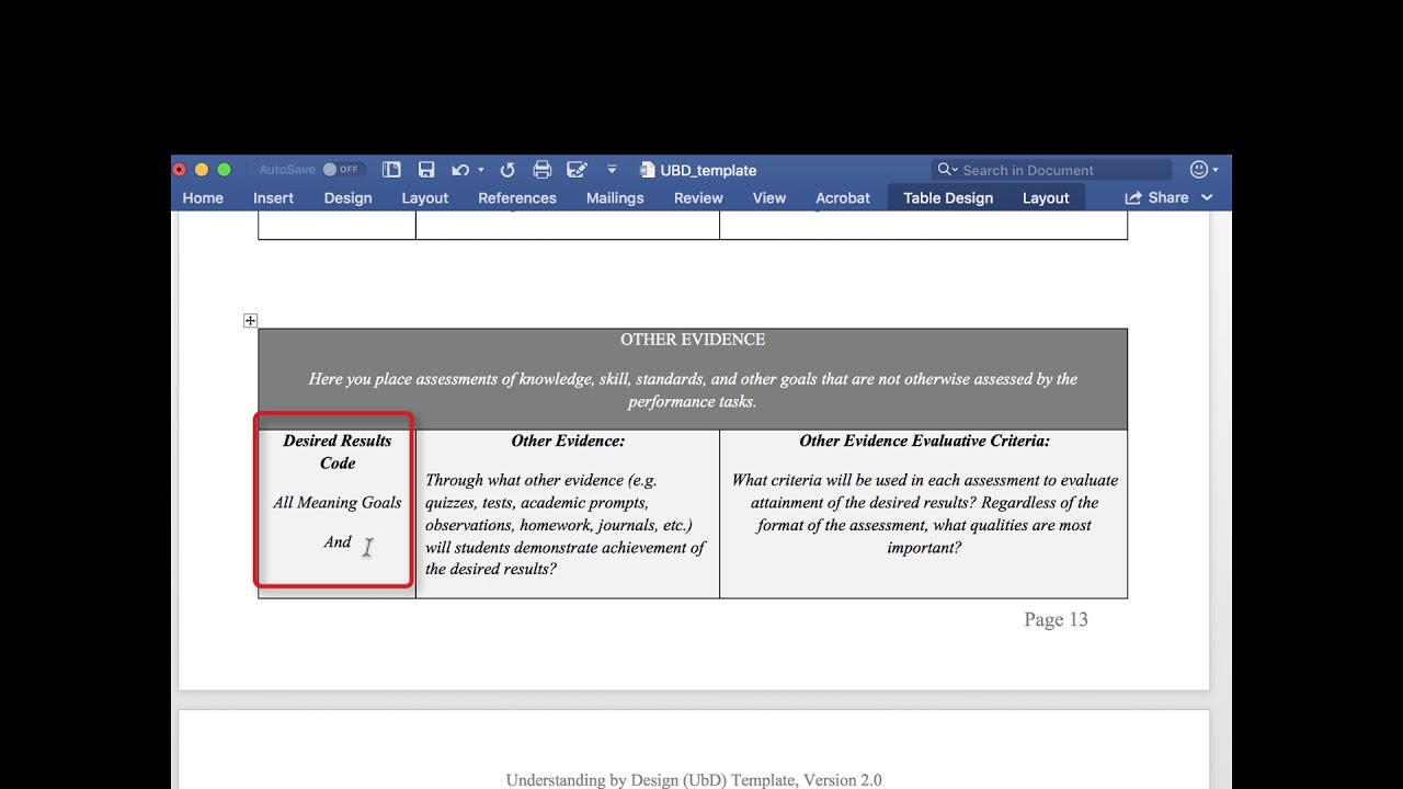 UbD Stage 2 Template