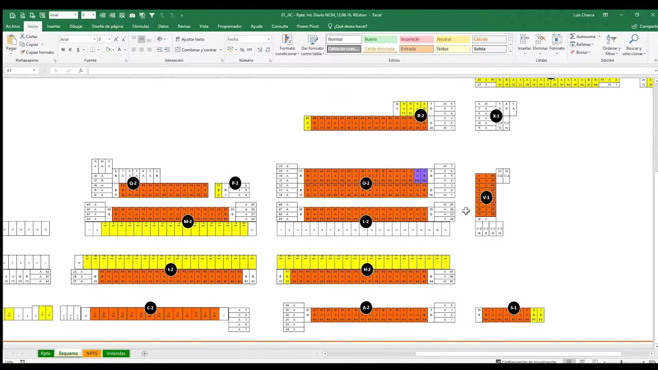 Excel: Reporte esquemático de avance diario (construcción viviendas & edificios)