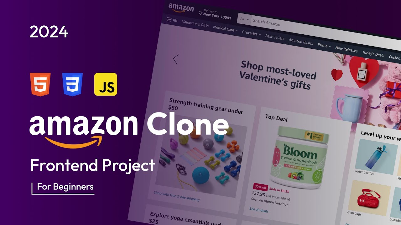 Create Amazon Clone Using HTML, CSS and JavaScript | Frontend Project For Beginners