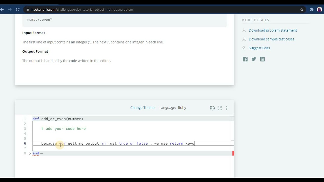 HackerRank Ruby Tutorial - Object Methods | Uqba's solutions