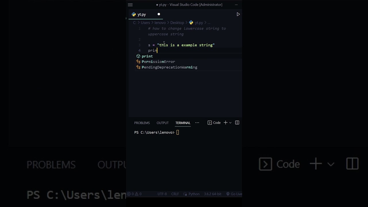 How to convert String in uppercase in python #python #pythonstring