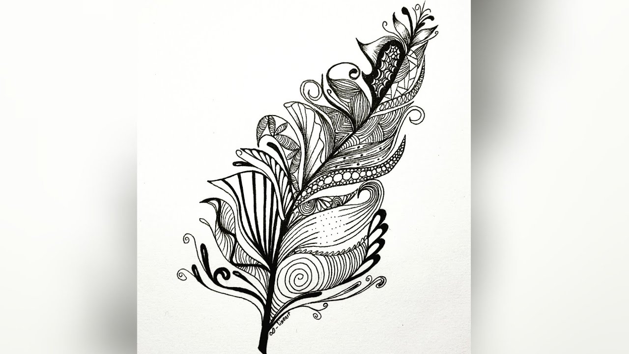feather doodling || Zentangle art || Zen Doodle #doodle  #zentangle