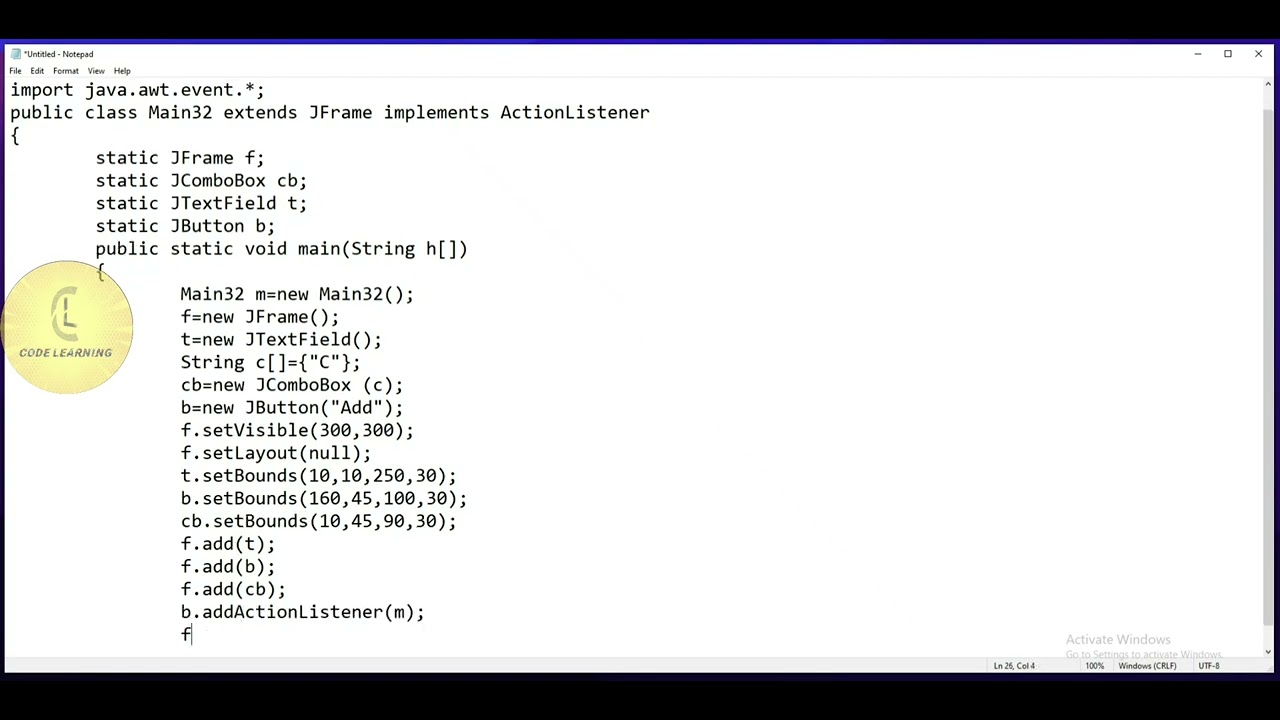 Java | Swing class 'add items in combobox' | CodeLearning