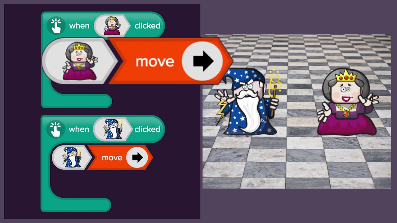 Block coding - Level 1: Magic castle from Simple inputs