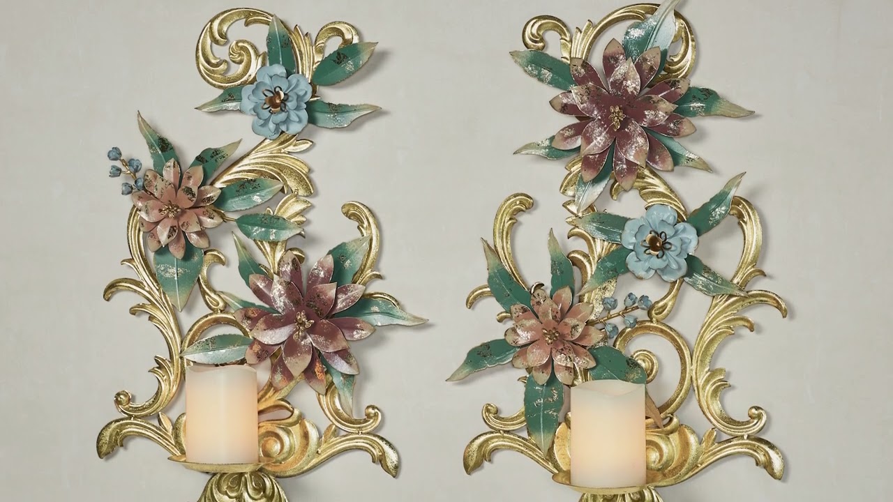 Abylissa Exclusive Floral Metal Wall Sconce Pair