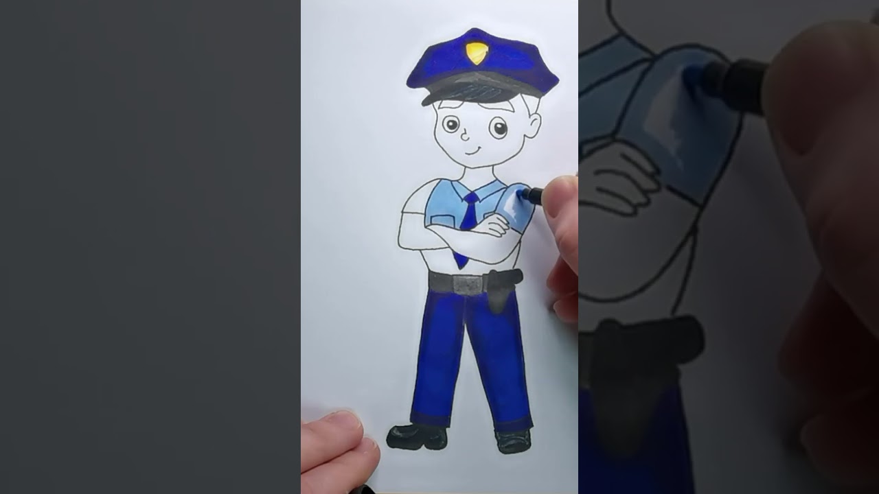 Coloring a Policeman | Kids coloring books