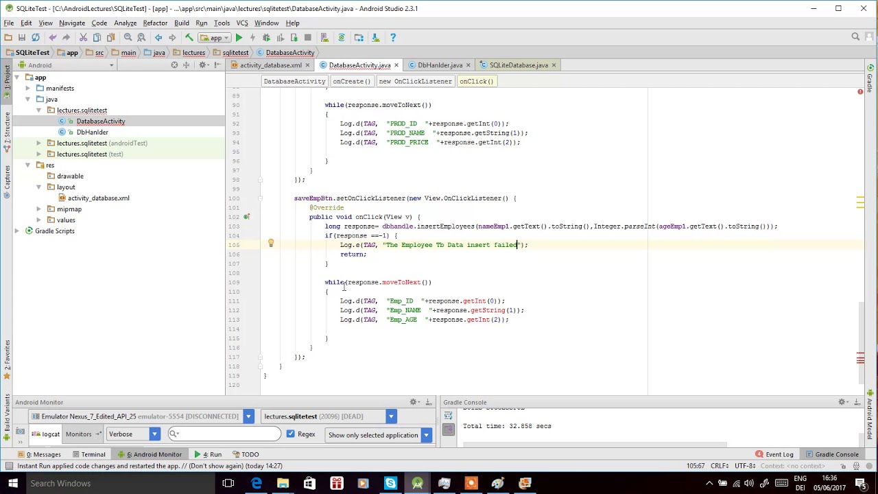Android SQLite Database with example Project : part 19