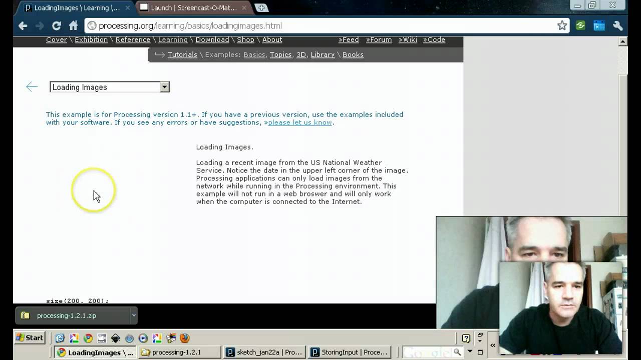nullpointer exception on Processing.org example