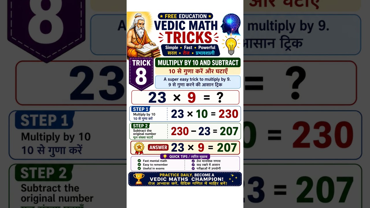 Boost Your Calculation Speed ⚡ Vedic Maths - 8