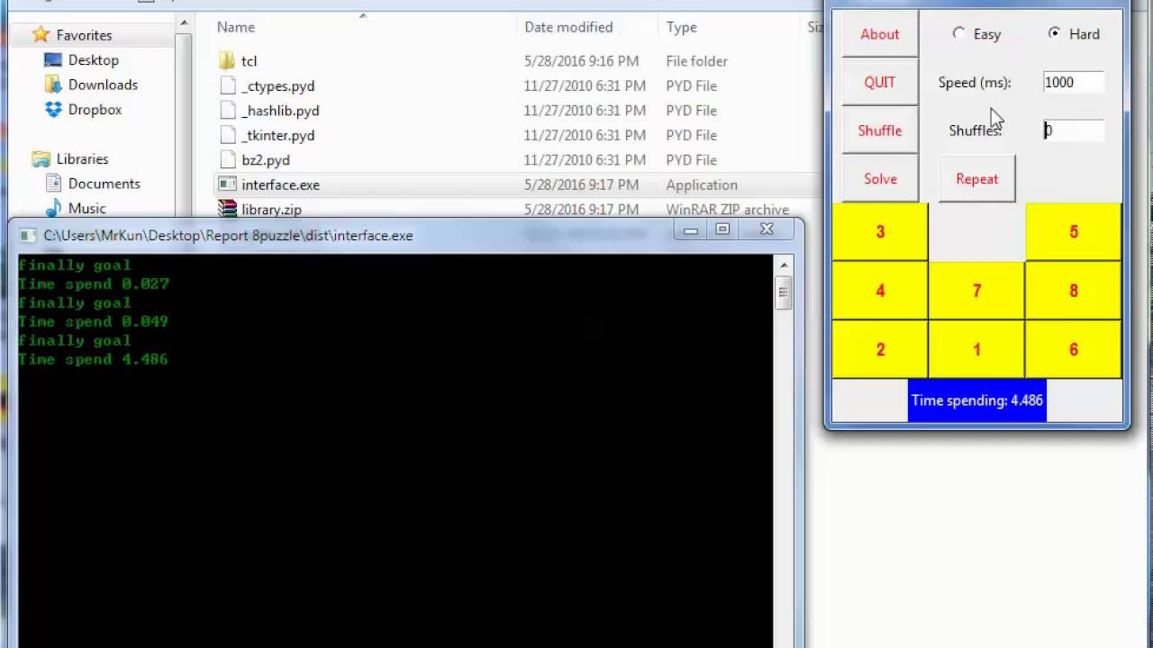 Solving 8 puzzle problem application