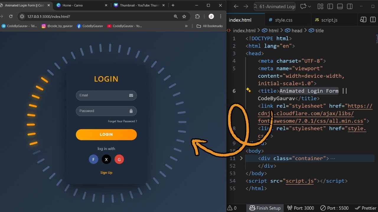 Animated Login Form with Modern UI | HTML CSS JavaScript