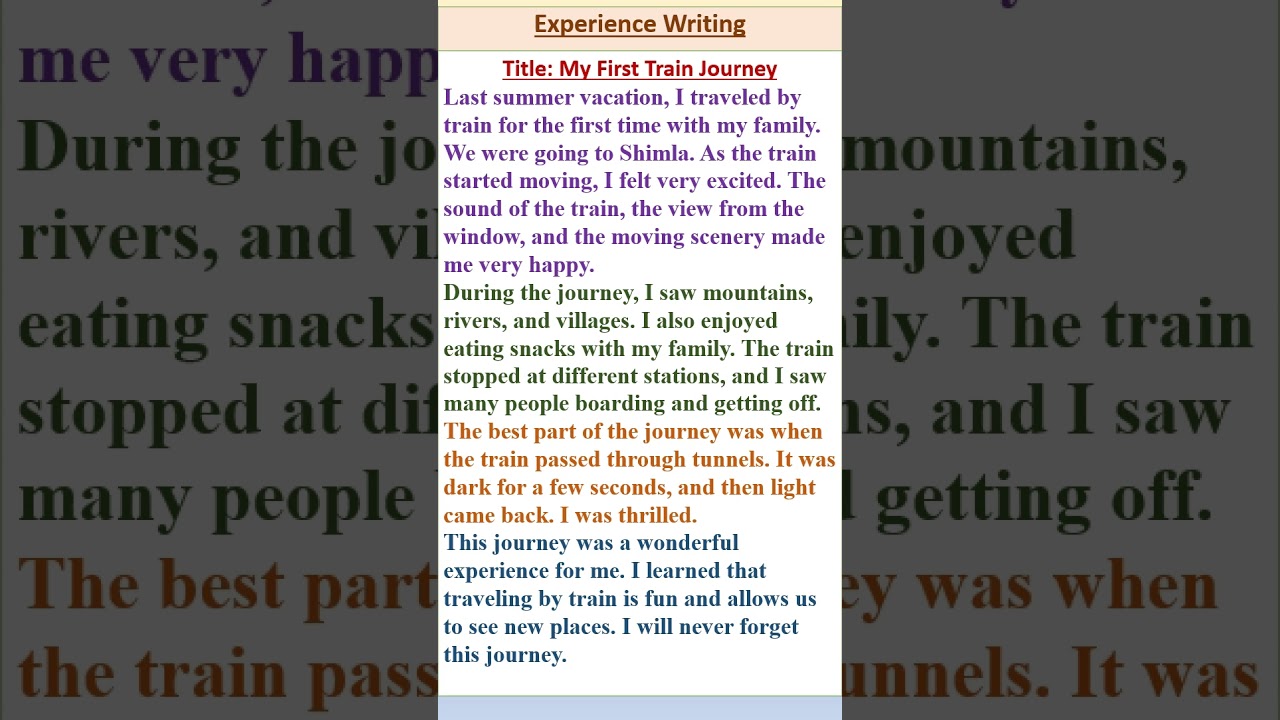 Improve your writing -Experience writing - My First Train Journey #shorts #english #writing #grammar