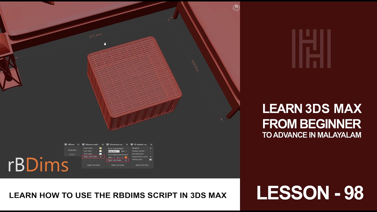 3Ds Max Tutorial Lesson 98 / Learn How To Use rBDims Script In 3Ds Max