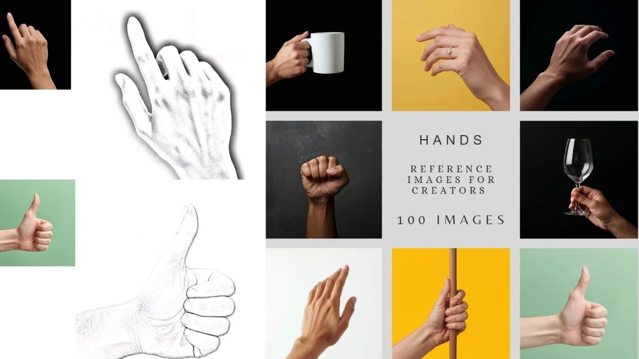 100 Hand Reference Images For Artists : Perfect For Drawing & Sketching