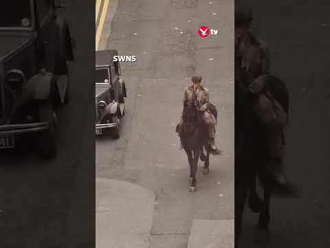 First look at Peaky Blinders film as Cillian Murphy rides horse through Birmingham #shorts
