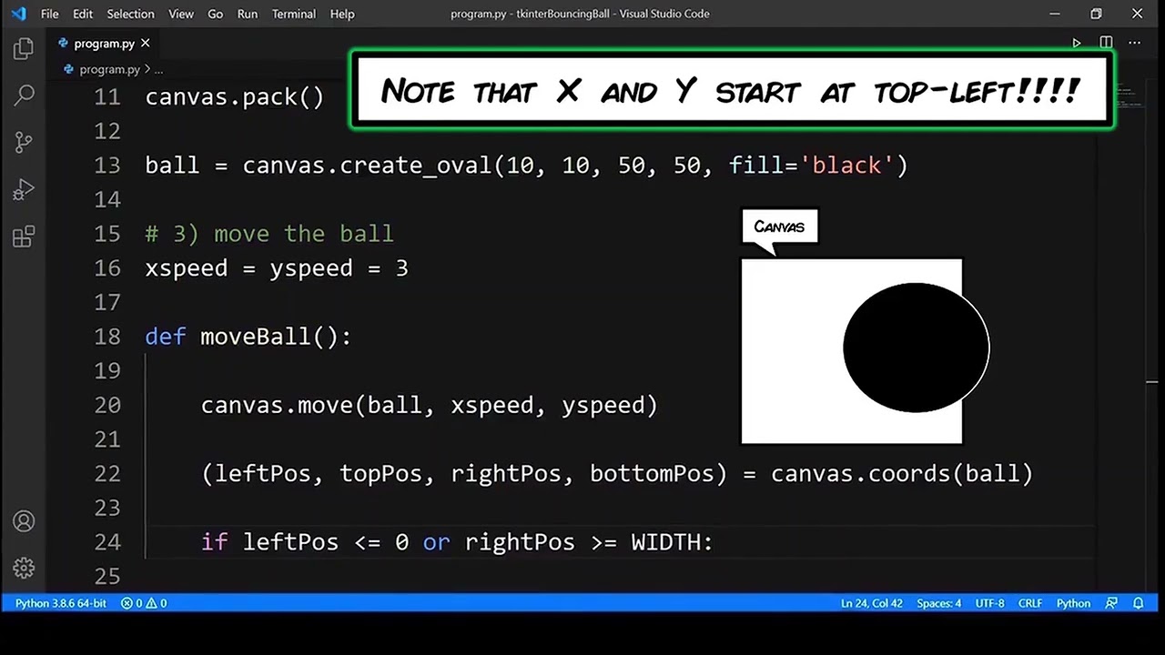 Bouncing Ball in TKinter # Python
