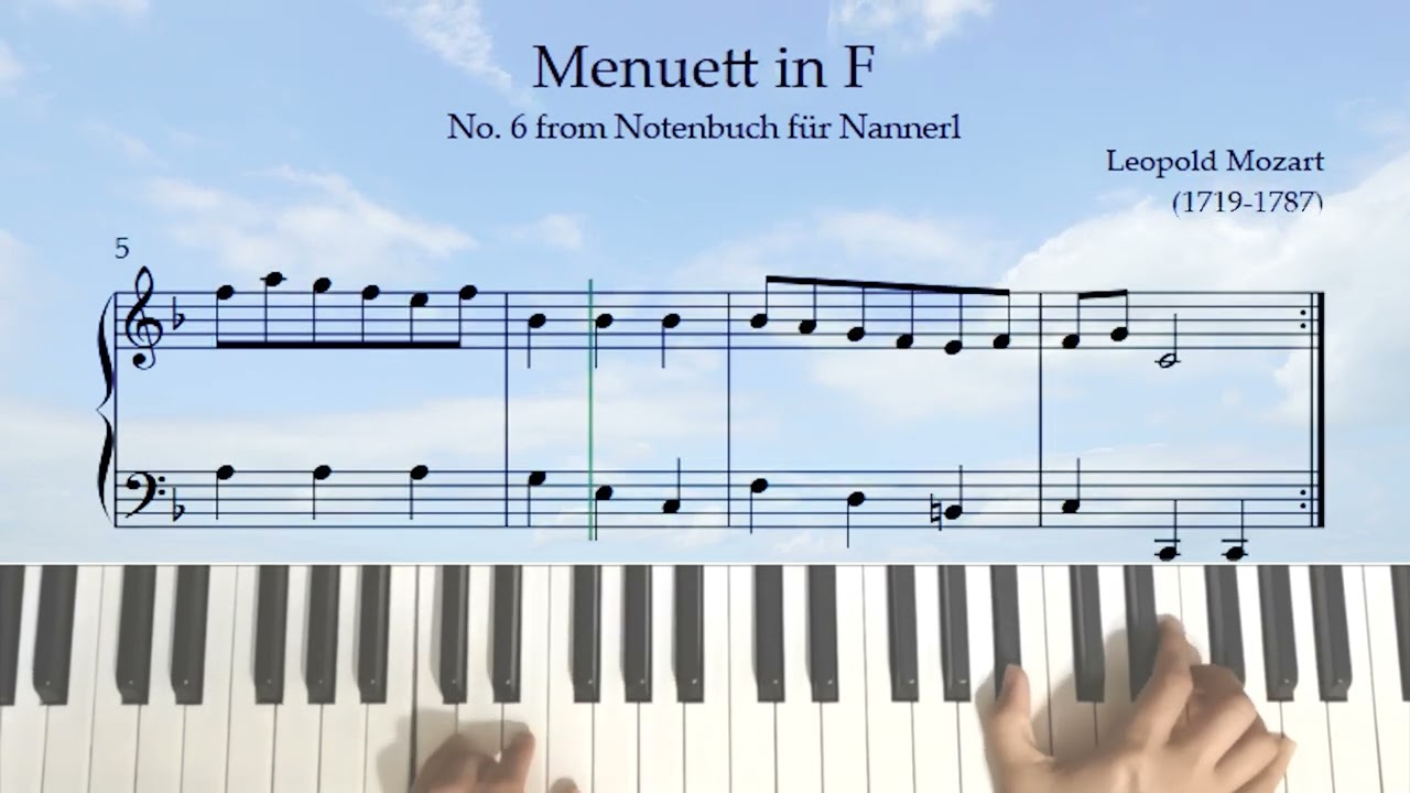 Grade 1 Piano: Menuett in F, No. 6 from notenbuch für nannerl by Leopold Mozart
