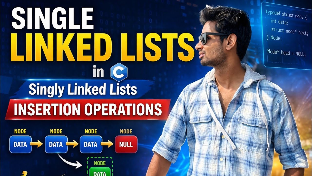 Single Linked Lists in C | Singly Linked Lists | Insertion Operations | Single Linked Lists in 30Min