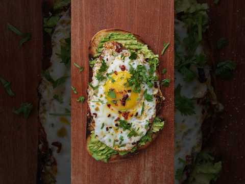 Simple Breakfast Ideas #82: Chili Oil Egg Avocado Toast #shorts #avocadotoast #breakfastideas