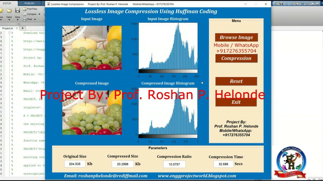 Lossless Image Compression Using Huffman Coding With Source Code Matlab Project Lossless Compression