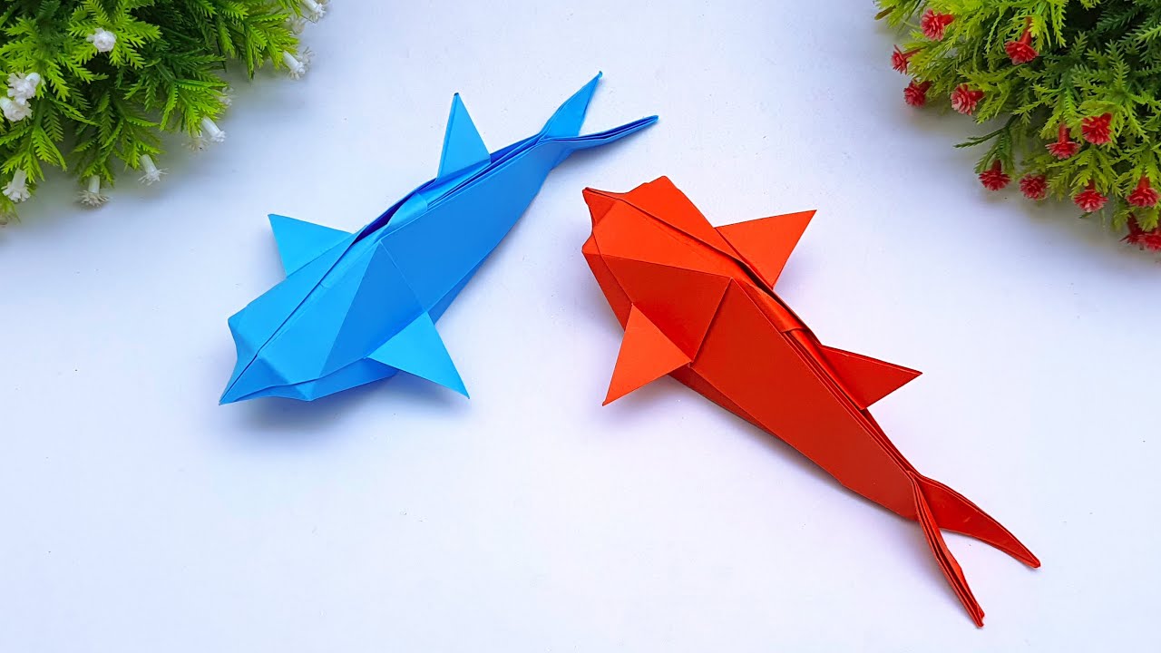 DIY Handmade Origami Dolphin Fish | Making Easy Fish | School Project Ideas With Paper Fish
