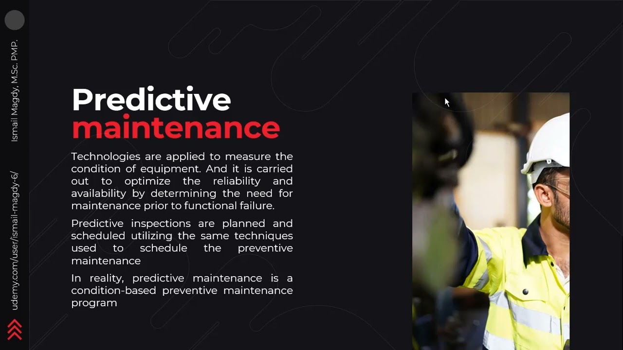 Maintenance Management & Reliability Engineering Course - Predictive maintenance