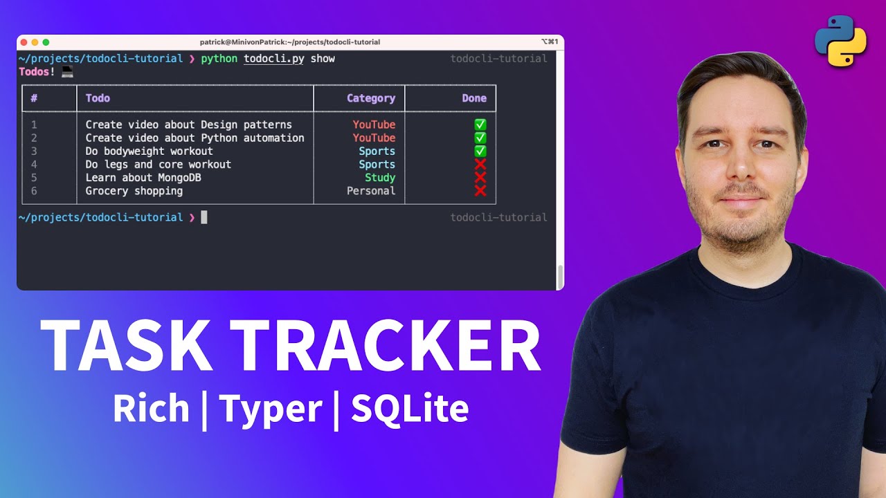 Create a Task Tracker App for the Terminal with Python (Rich, Typer, Sqlite3)