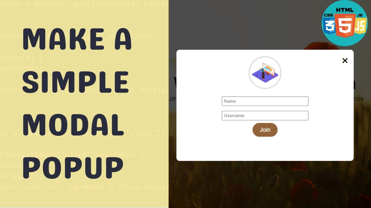 Build Custom Popup Window with Javascript | Exit Popup Modal with HTML, CSS & Javascript